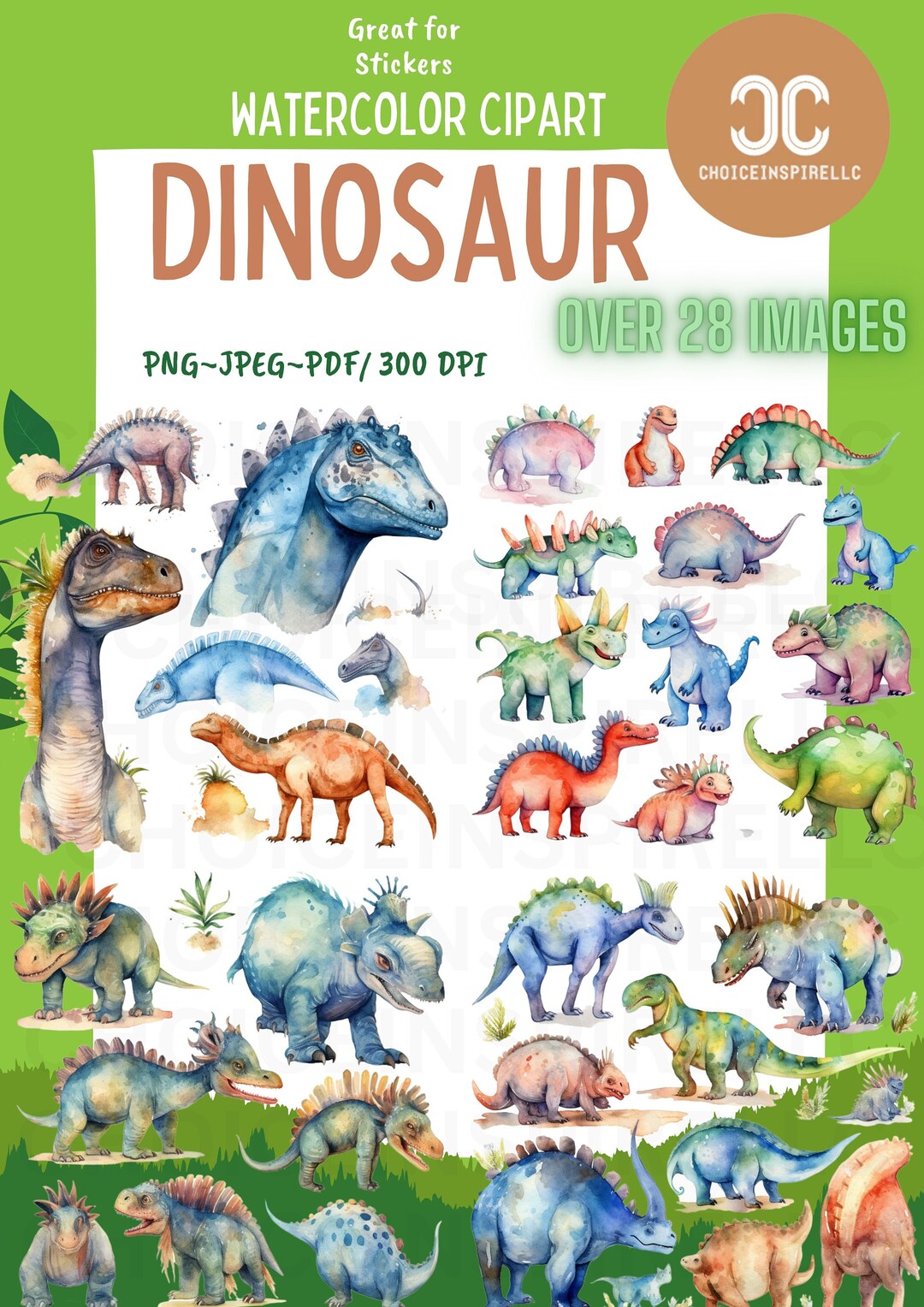 Watercolor Dinosaur Clipart Png Animals Png Craft Png Kids Dino Png ...