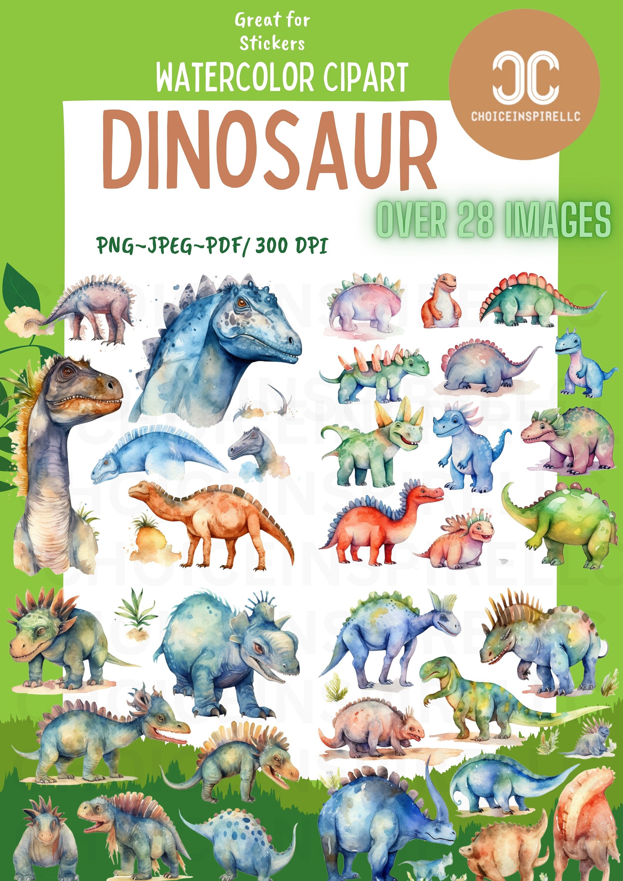 Watercolor Dinosaur Clipart Png Animals Png Craft Png Kids Dino Png ...