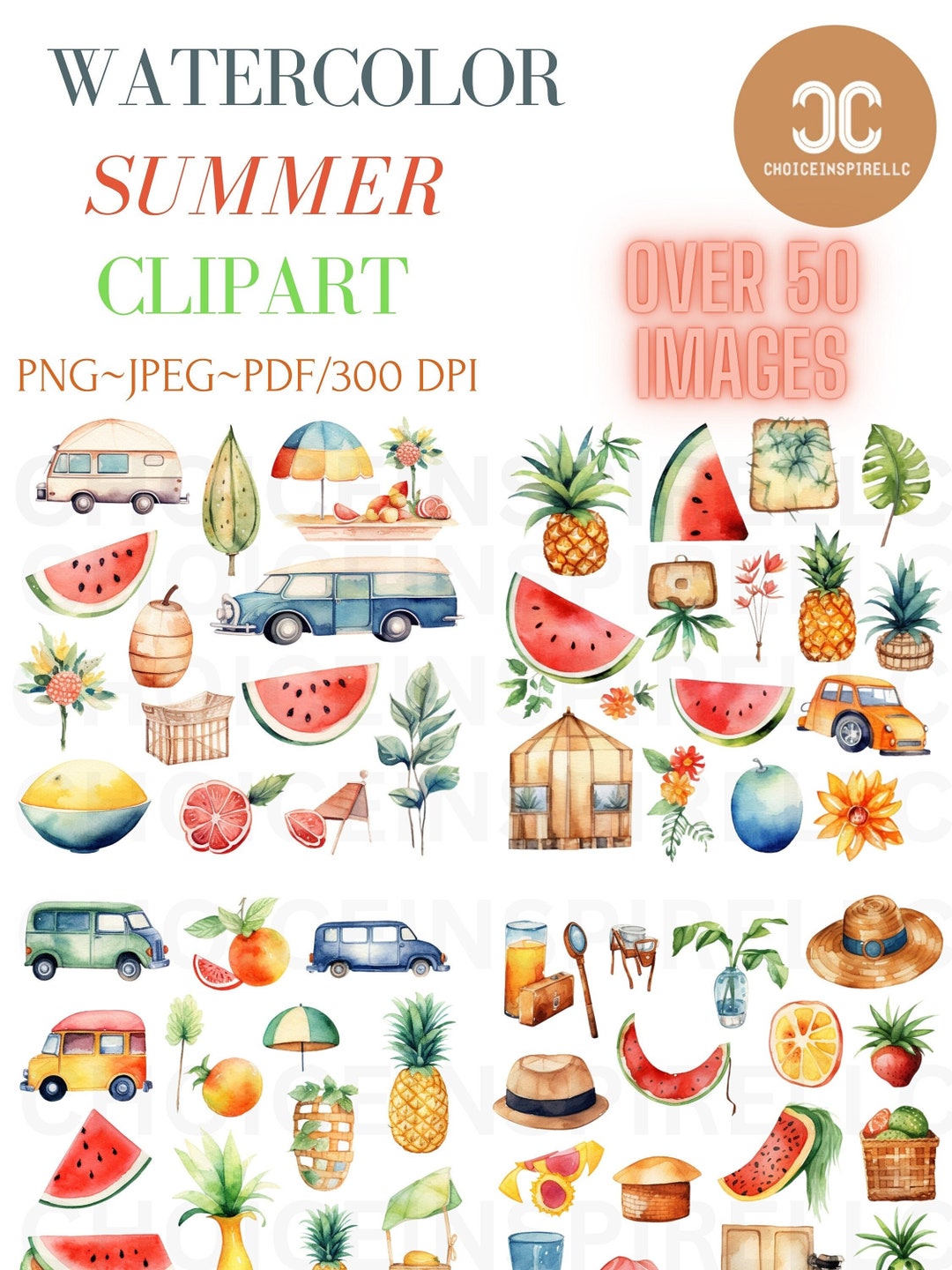 Watercolor Summer Clipart Png-fruit Images Png Summer Cute Png Craft ...