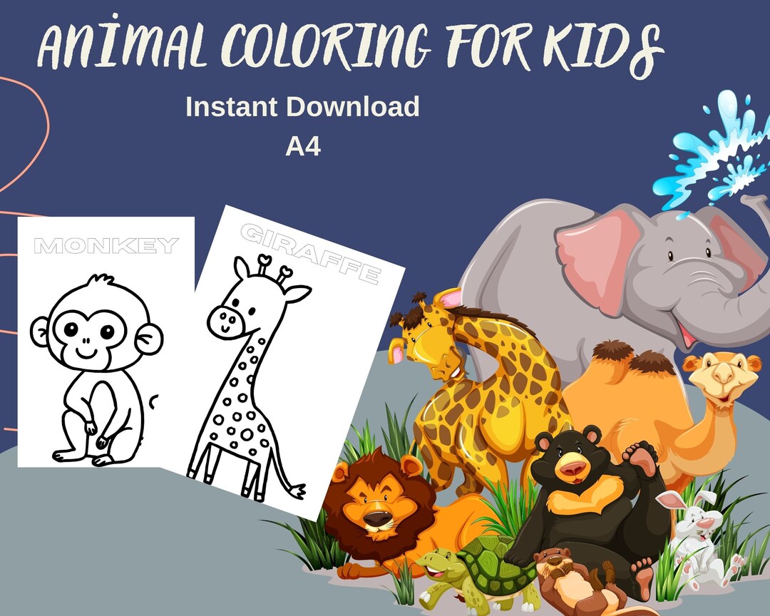 Animal Coloring for Kids / Animal Coloring With Their Names / Digital ...