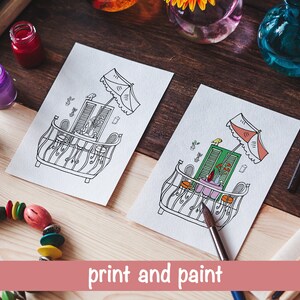 Digital Printable Balcony Coloring Page and Line Art for Painting and ...