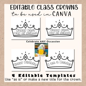 Class Crown Crowns Editable Template, DIY School Paper Craft,birthday ...