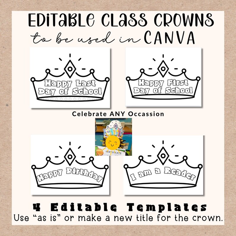Class Crown Crowns Editable Template, DIY School Paper Craft,birthday ...