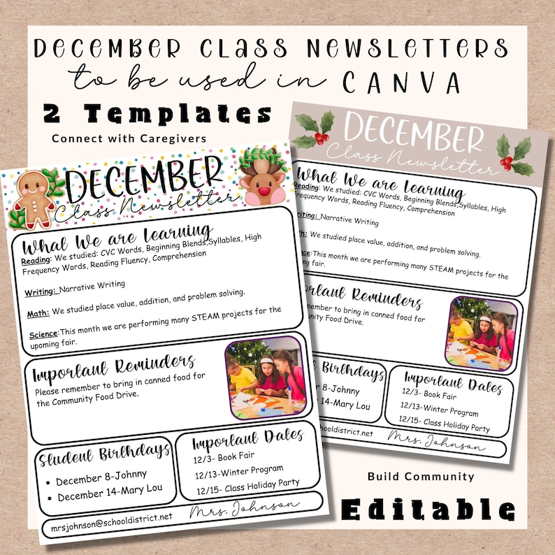 December Classroom Newsletter Editable Template,class Newsletter ...