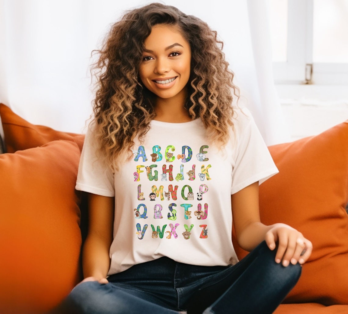 Alphabet Shirt,abc Shirt,teacher Alphabet Shirt,teacher Shirt,animals ...
