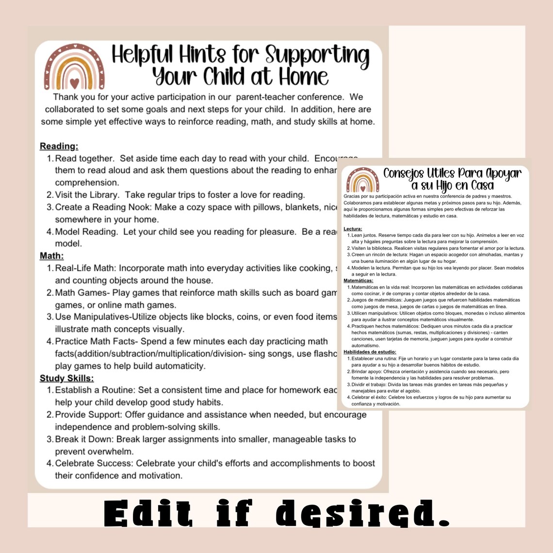 Parent Teacher Conference Printable Editable Template, Classroom Class ...