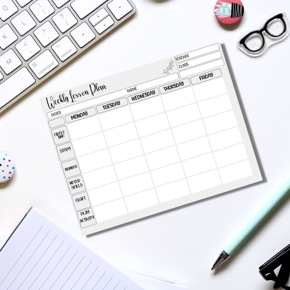 Simple Weekly Lesson Plan Template-preschool/prek/ Kindergarten/daycare ...