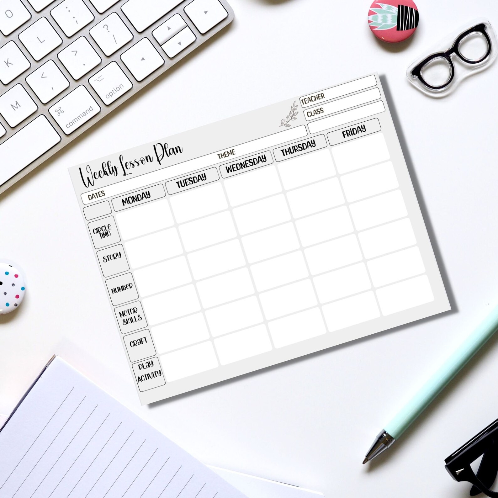 Simple Weekly Lesson Plan Template-preschool/prek/ Kindergarten/daycare ...