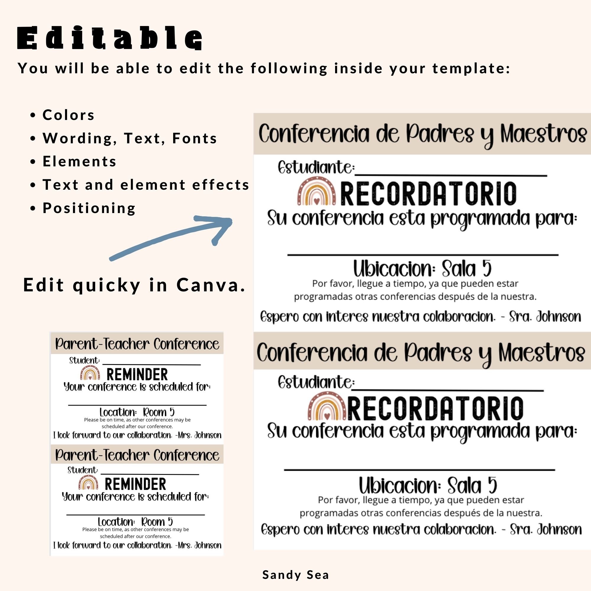 Parent Teacher Conference Printable Editable Template, Classroom Class ...