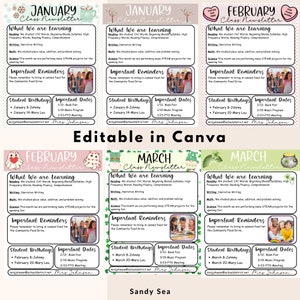 Classroom Newsletter Editable Template Set, Seasonal Monthly Class ...