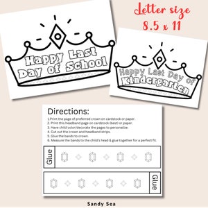 Last Day of School Crown Printable, DIY End of Year Paper Craft, Pre-k ...