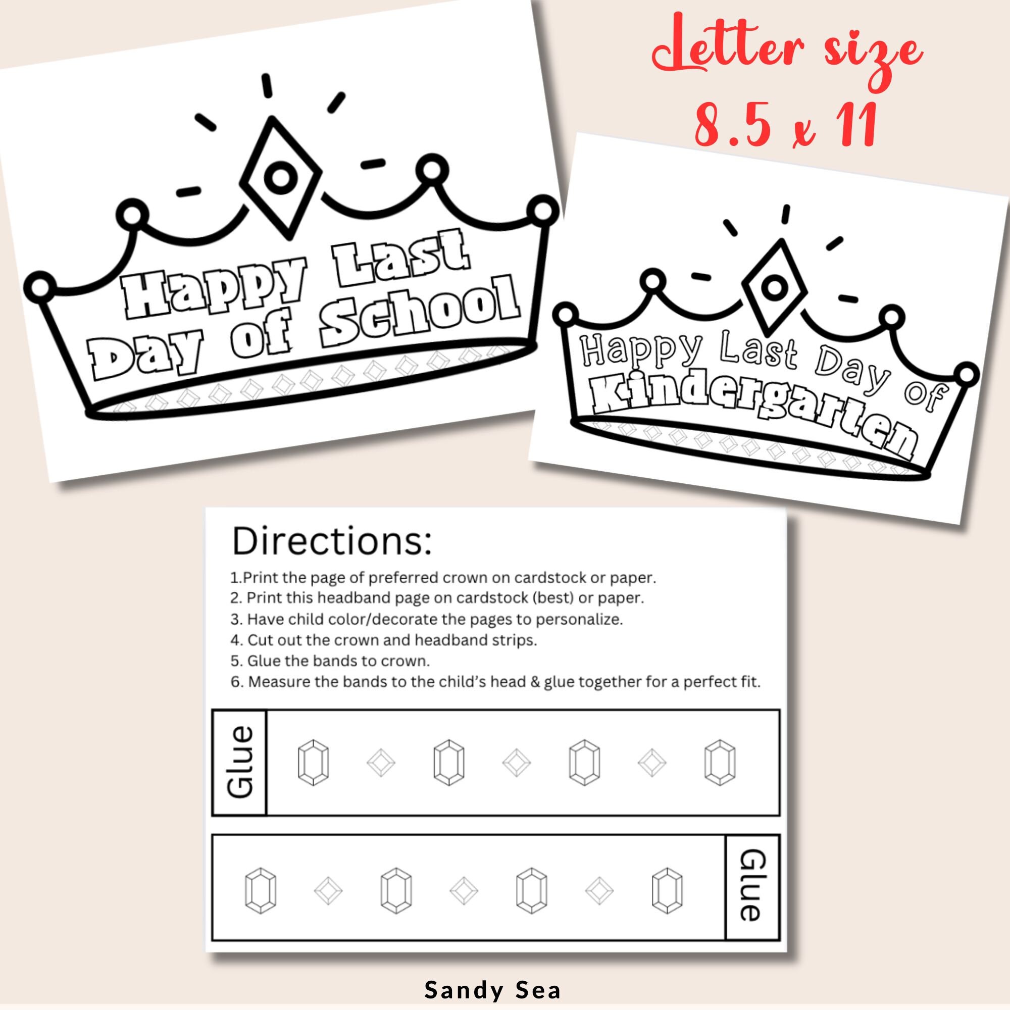 Last Day of School Crown Printable, DIY End of Year Paper Craft, Pre-k ...
