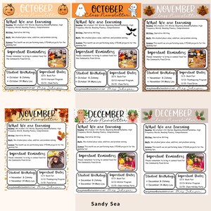 Classroom Newsletter Editable Template Set, Seasonal Monthly Class ...