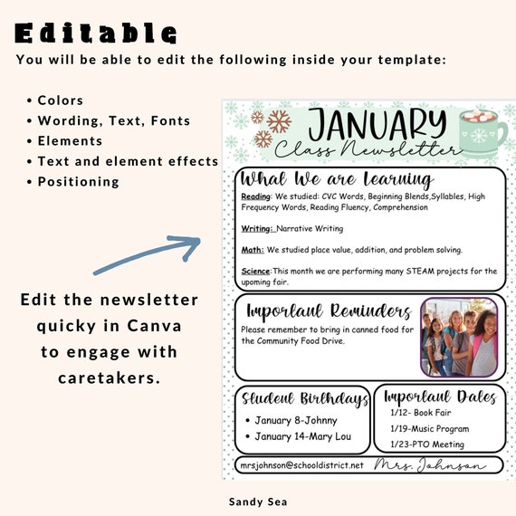 January Classroom Newsletter Template Free Printable Classroom