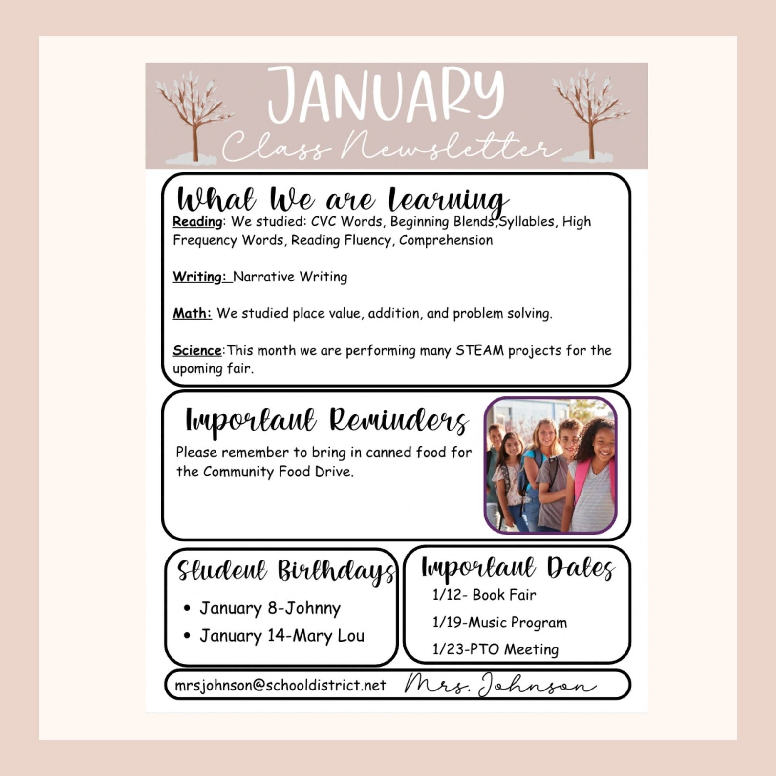 January Classroom Newsletter Editable Template,class Newsletter,holiday ...
