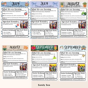 Classroom Newsletter Editable Template Set, Seasonal Monthly Class ...