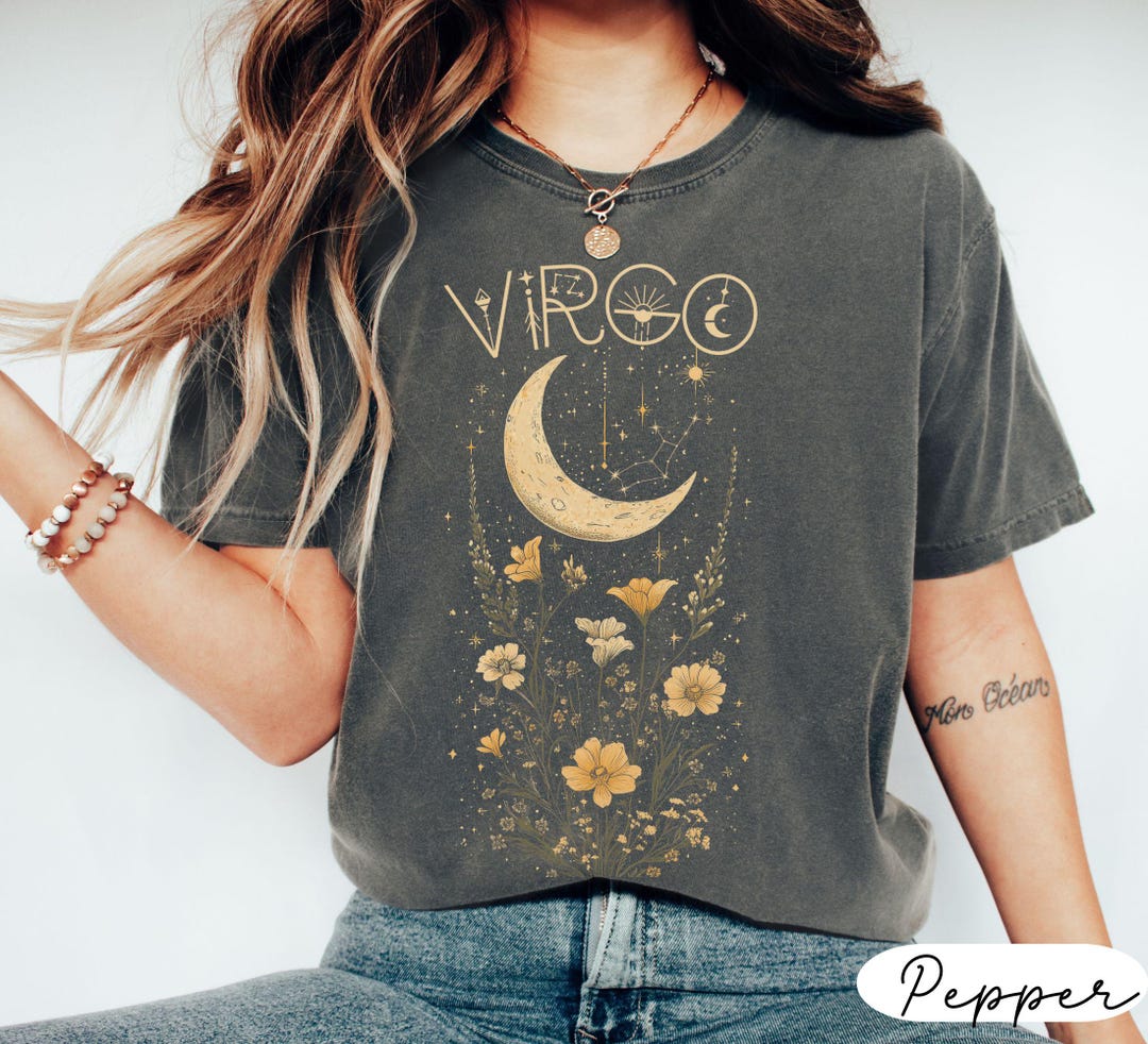 Comfort Colors® Virgo Zodiac Vintage Shirt, Celestial Virgo Mystic Moon ...