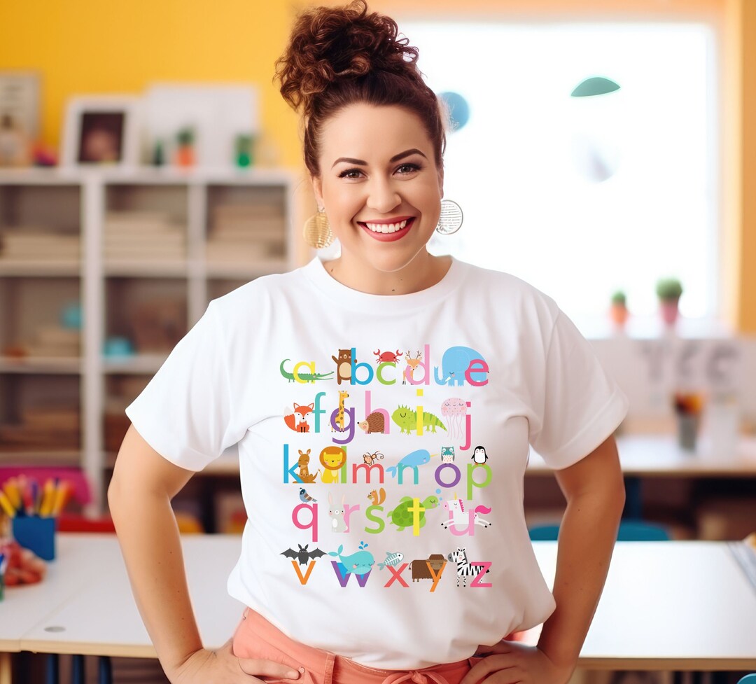 Alphabet Shirt,abc Shirt,teacher Alphabet Shirt,teacher Shirt,animals ...