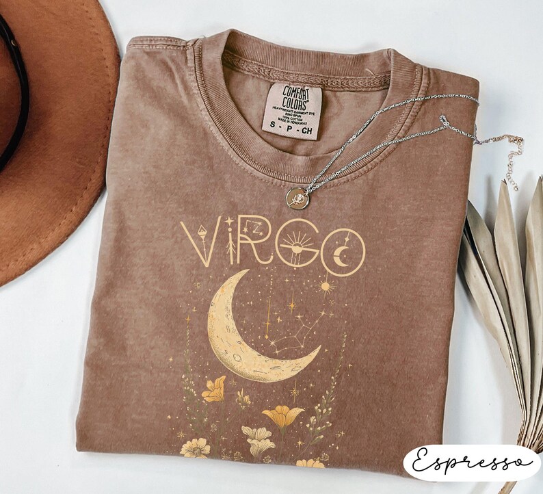 Comfort Colors® Virgo Zodiac Vintage Shirt, Celestial Virgo Mystic Moon ...