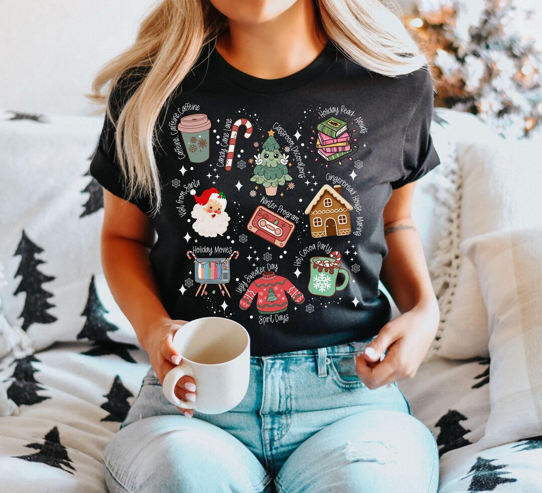 Teacher Christmas Shirt, Xmas Teachers Tshirt Gift, Holiday Para ...