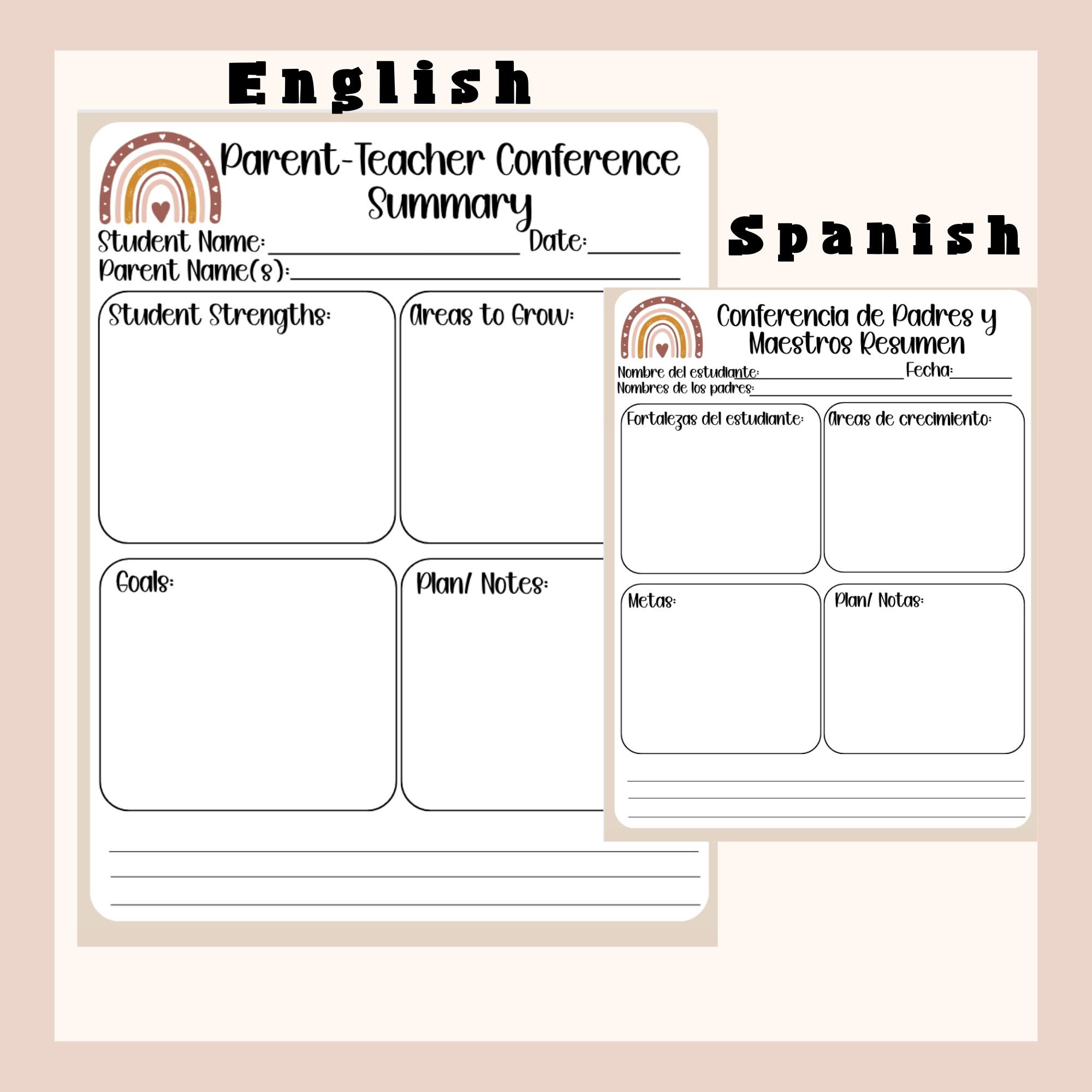 Parent Teacher Conference Printable Editable Template, Classroom Class ...