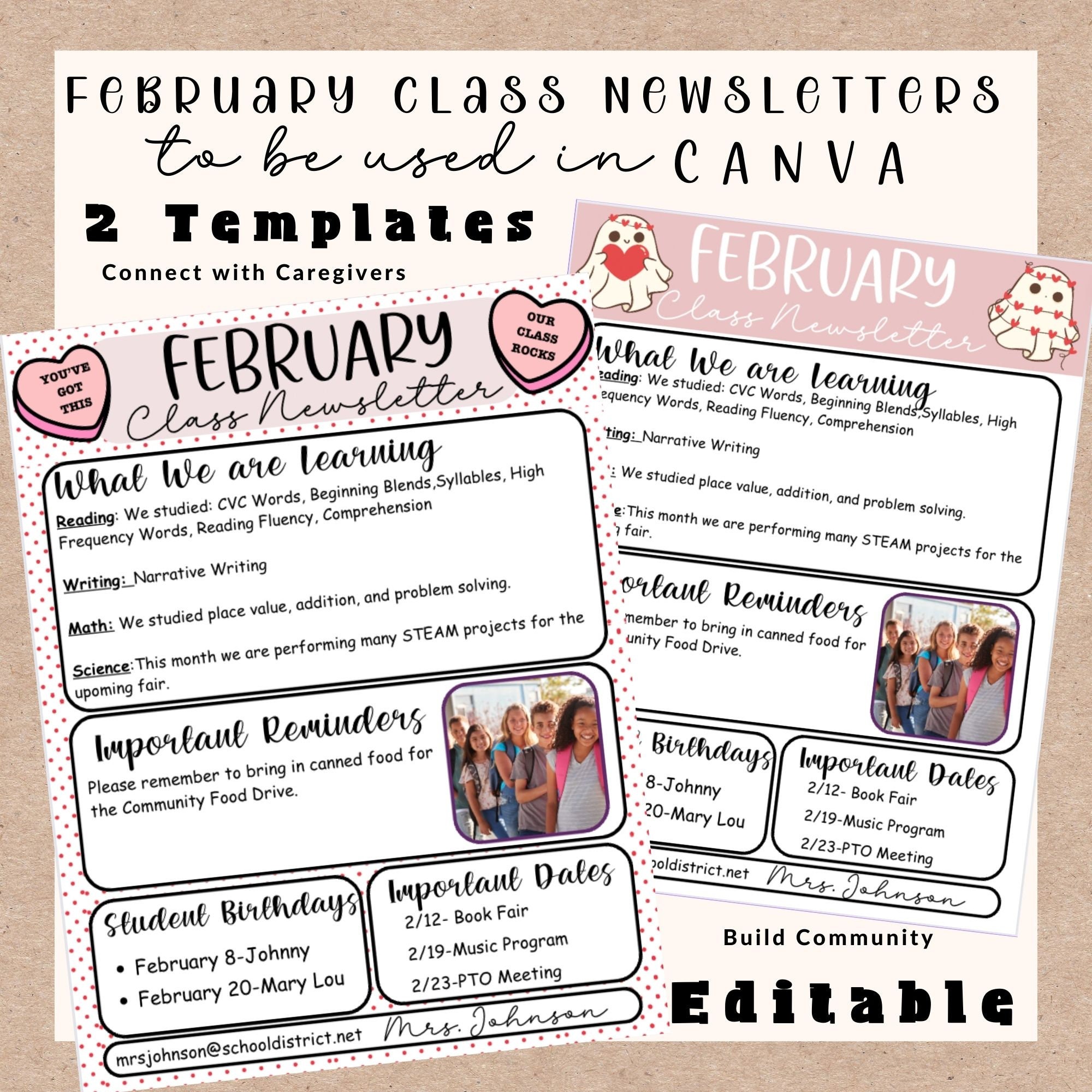 February Classroom Newsletter Editable Template,class Newsletter,heart ...