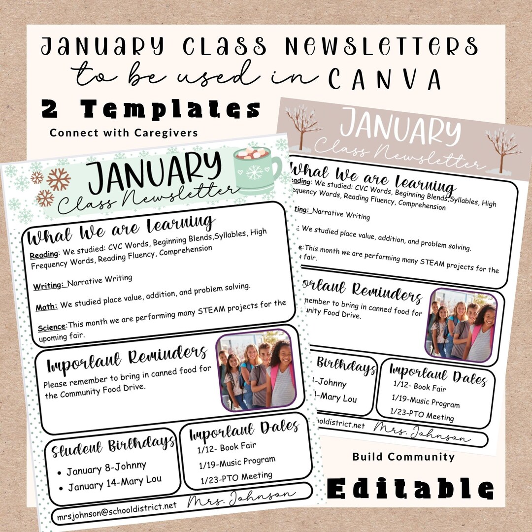 January Classroom Newsletter Editable Template,class Newsletter,holiday ...