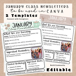 January Classroom Newsletter Editable Template,class Newsletter,holiday ...