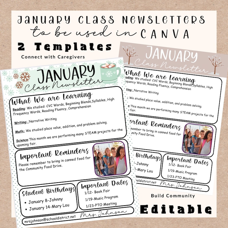 January Classroom Newsletter Editable Template,class Newsletter,holiday ...