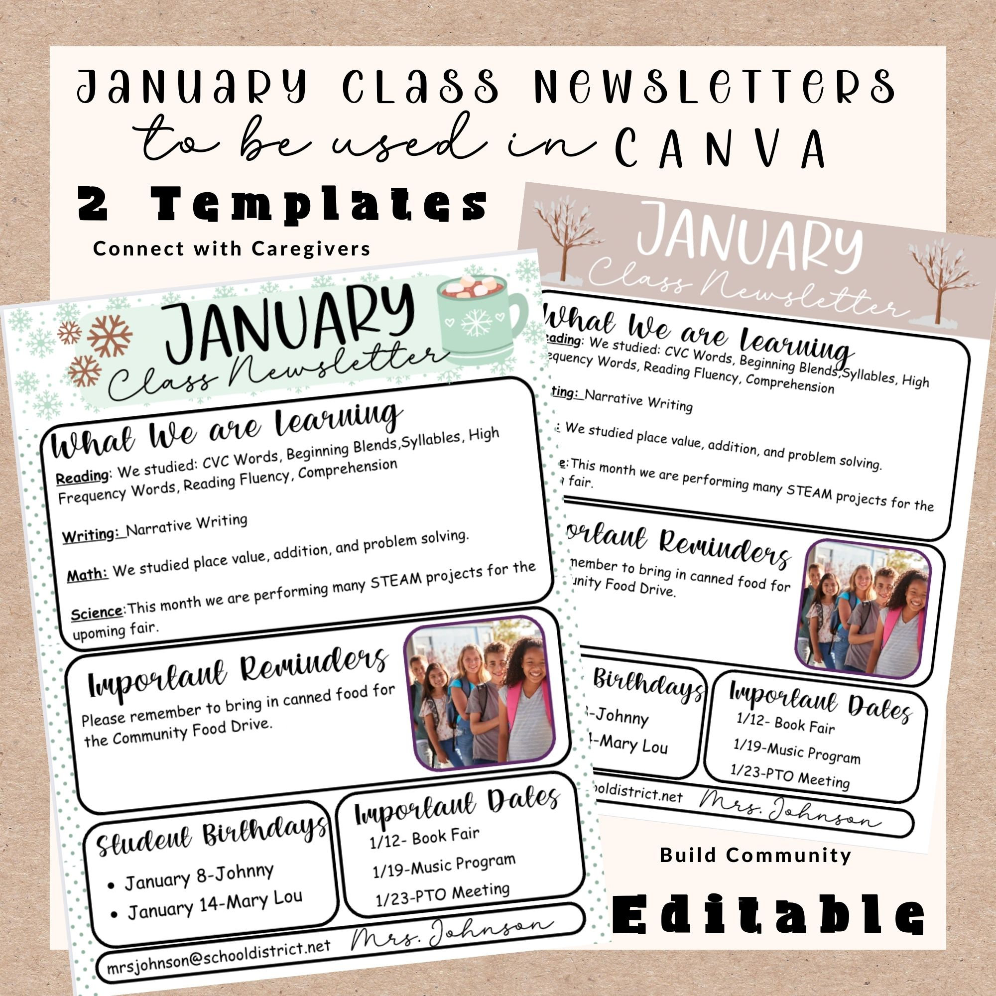 January Classroom Newsletter Editable Template,class Newsletter,holiday ...