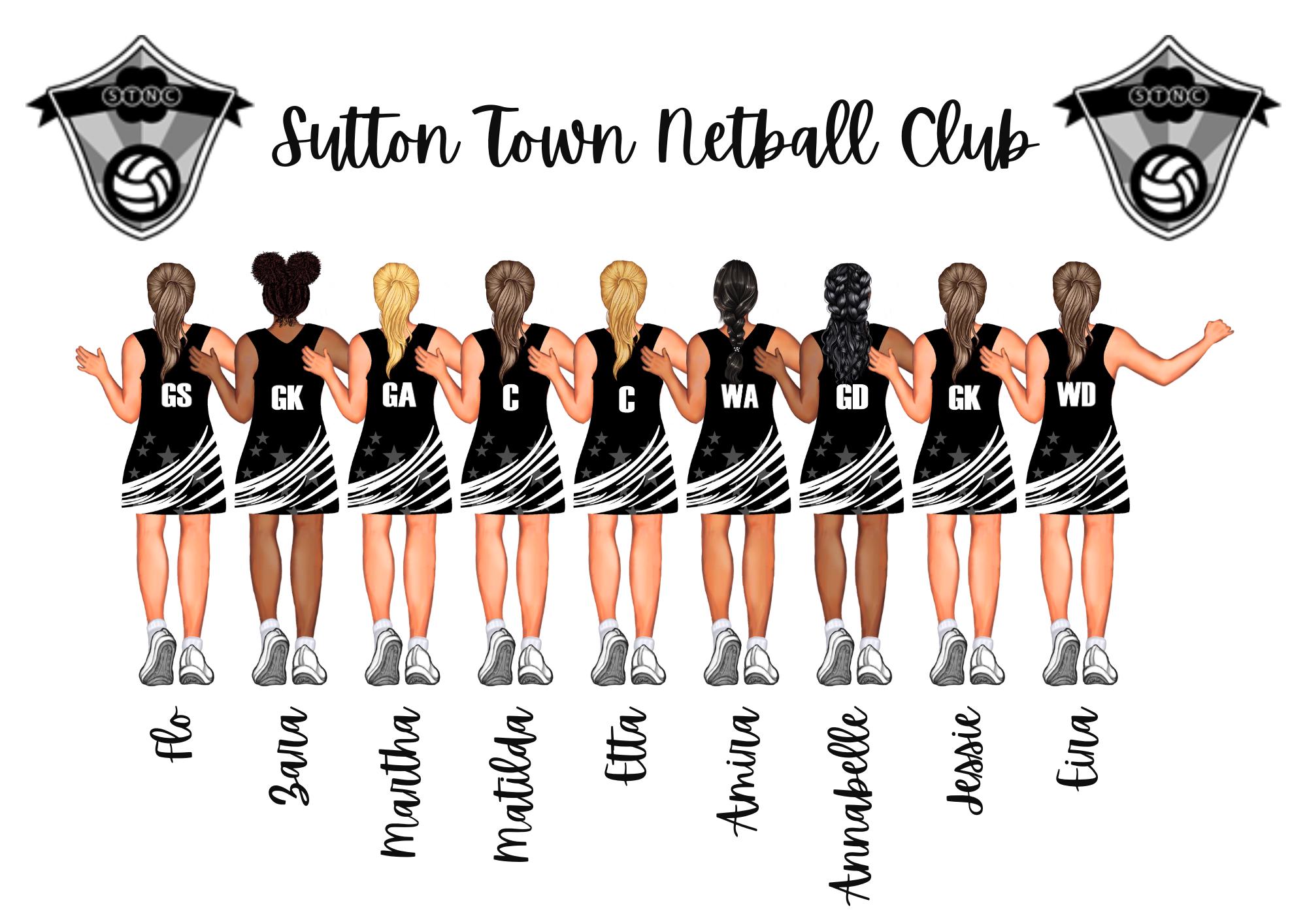 Personalised Netball Team Print - Etsy
