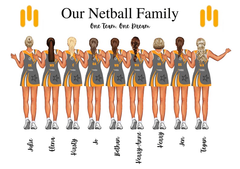 Personalised Netball Prints - Etsy Australia