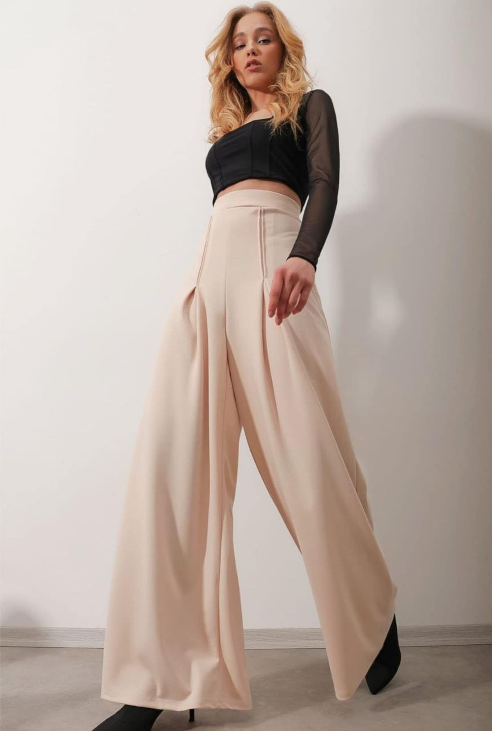Palazzo Pants, Wide Leg Pants, High Waist Palazzo Pants, Dressy, Chic ...