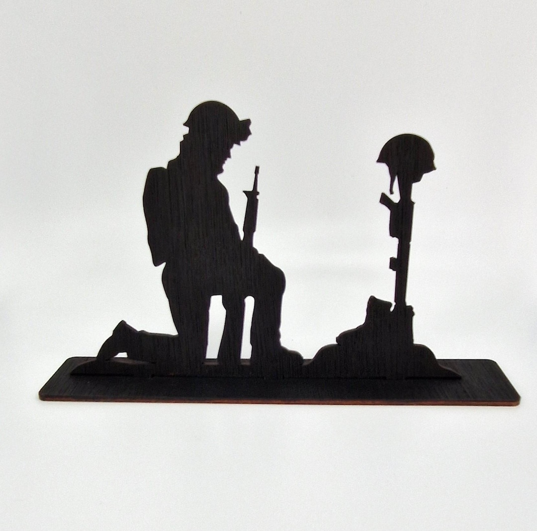Remembrance Soldier Silhouette Figure We Will Remember Them | Wood Gift ...