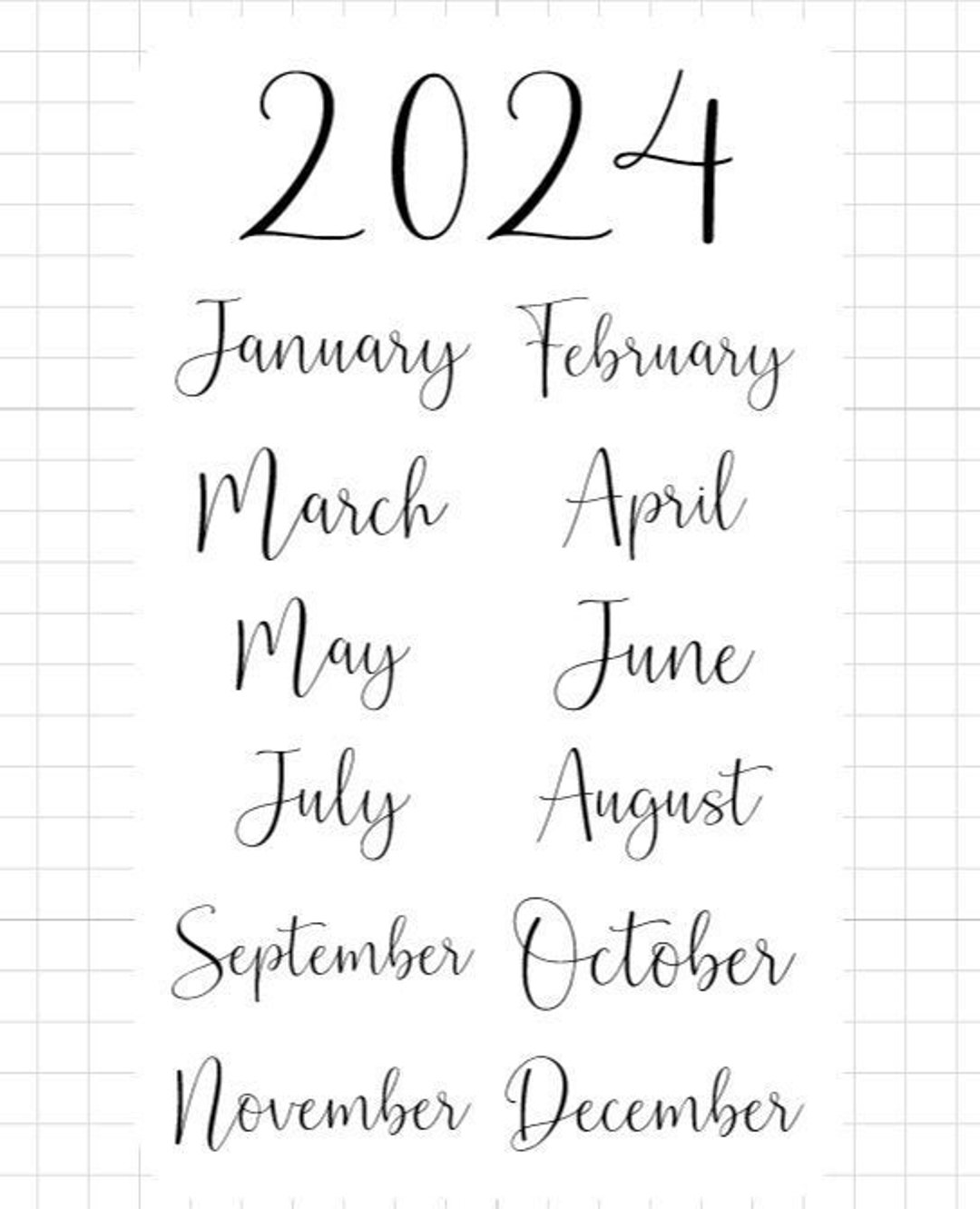 Month of the Year Stickers Calendar Cursive Vinyl Bullet Journal ...