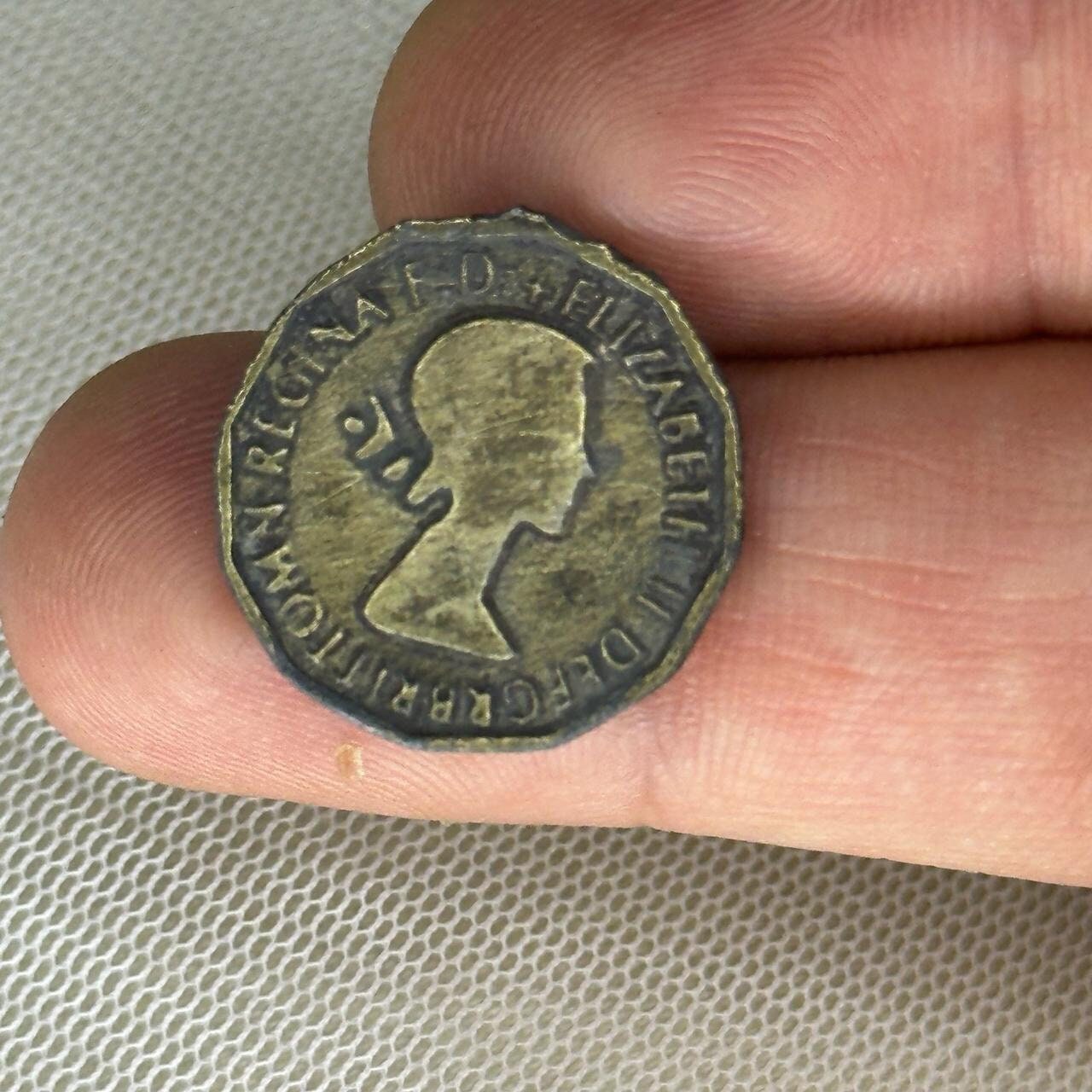 1953 Great Britain 3 Pence Coin, Nickel-brass Queen Elizabeth II ...