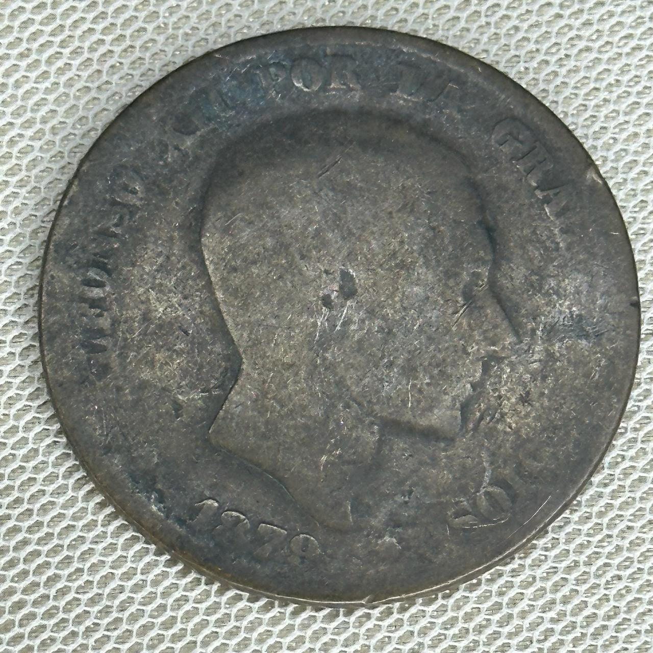 1879 Alfonso XII Diez Centimos Coin, Antique Spanish Bronze Collectible ...