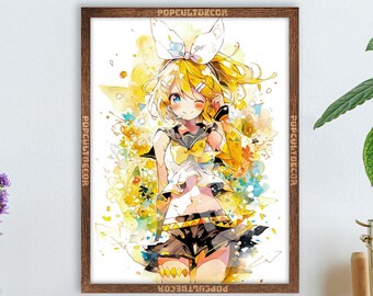 Popular Anime Virtual Singer Poster Cute Moe Watercolor Wall - Etsy