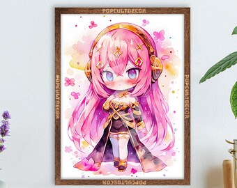 Popular Anime Virtual Singer Poster Cute Moe Watercolor Wall Decor Art ...