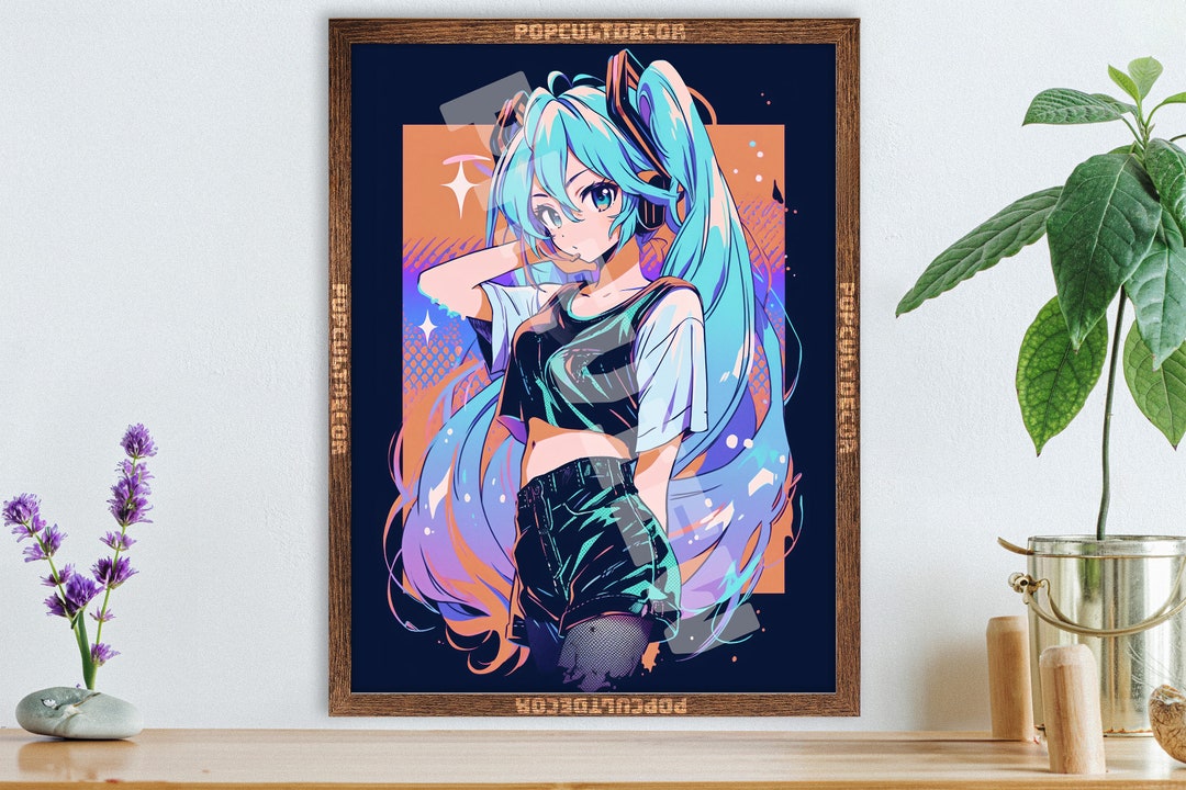 Popular Japanese Virtual Idol Anime Girl Poster - Watercolor, Waifu ...