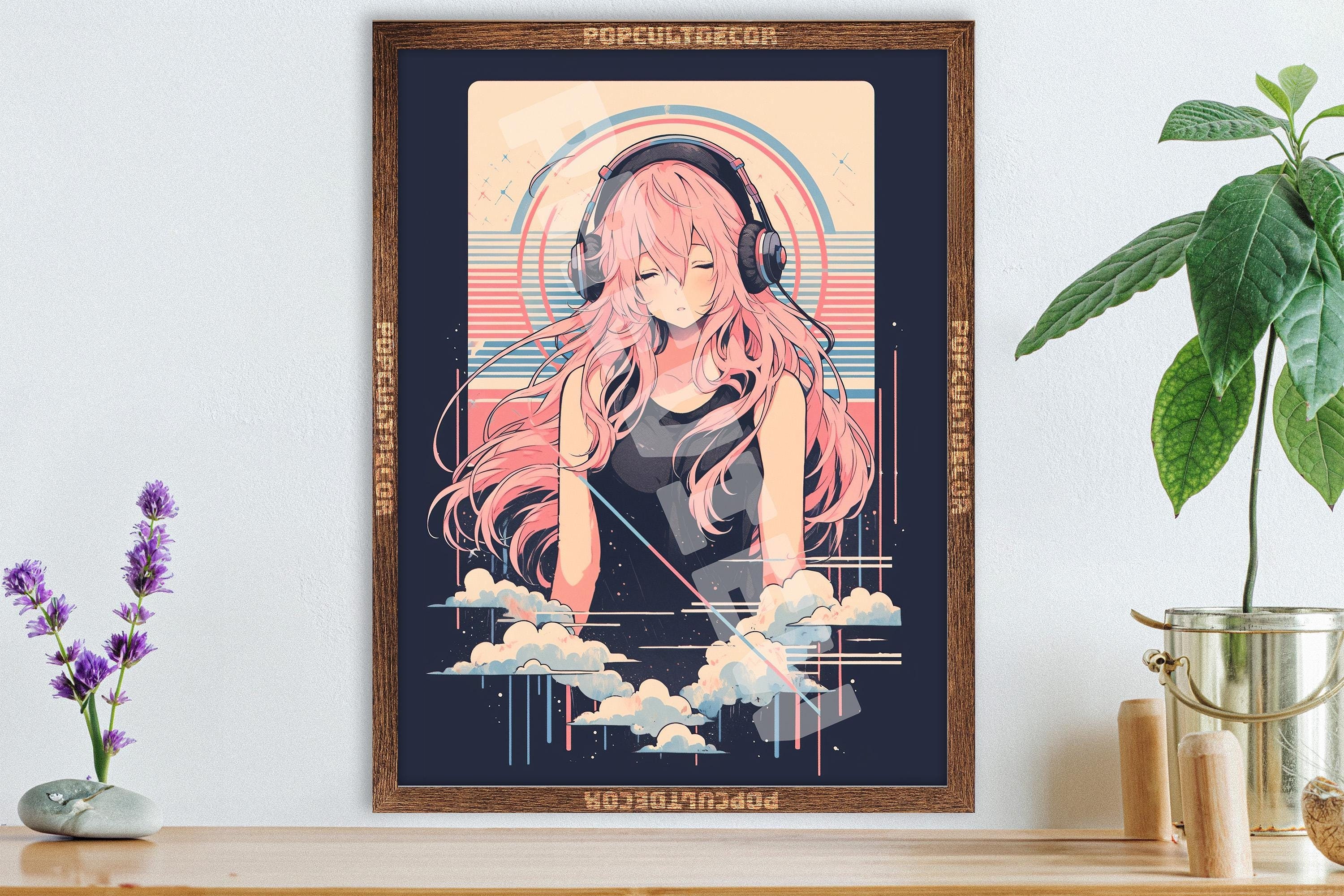 Popular Japanese Virtual Idol Anime Girl Poster - Watercolor, Waifu ...