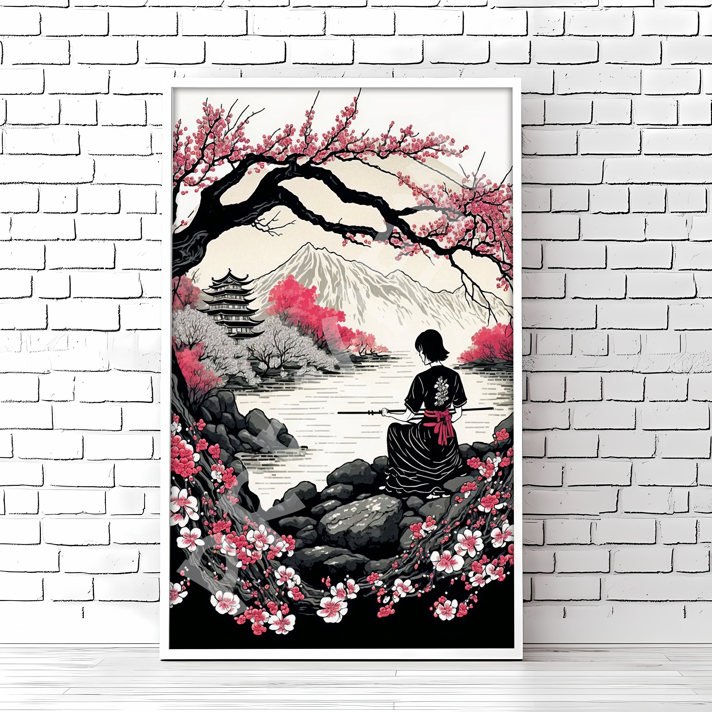 Poster Set of 3 Classical Japanese Paintings Sumi-e, Ukiyo-e ...