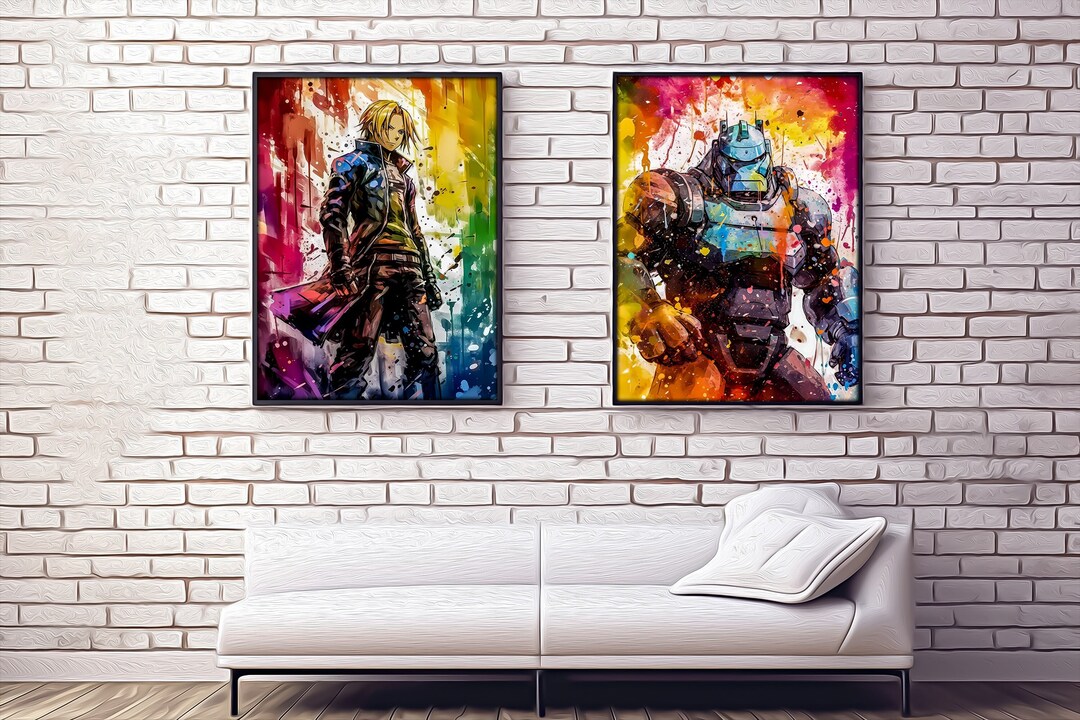 Poster Set of 2 Popular Shounen Anime Characters - Watercolor Poster ...