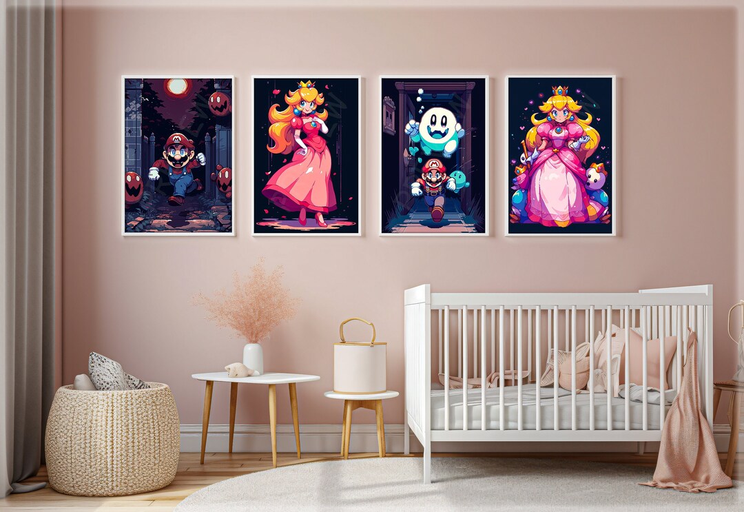 Poster Set of 4 Popular Game Characters Pixelart Pixel Art Poster ...