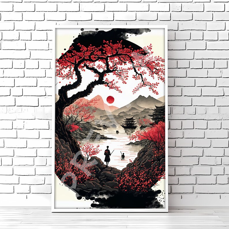 Poster Set of 3 Classical Japanese Paintings Sumi-e, Ukiyo-e ...