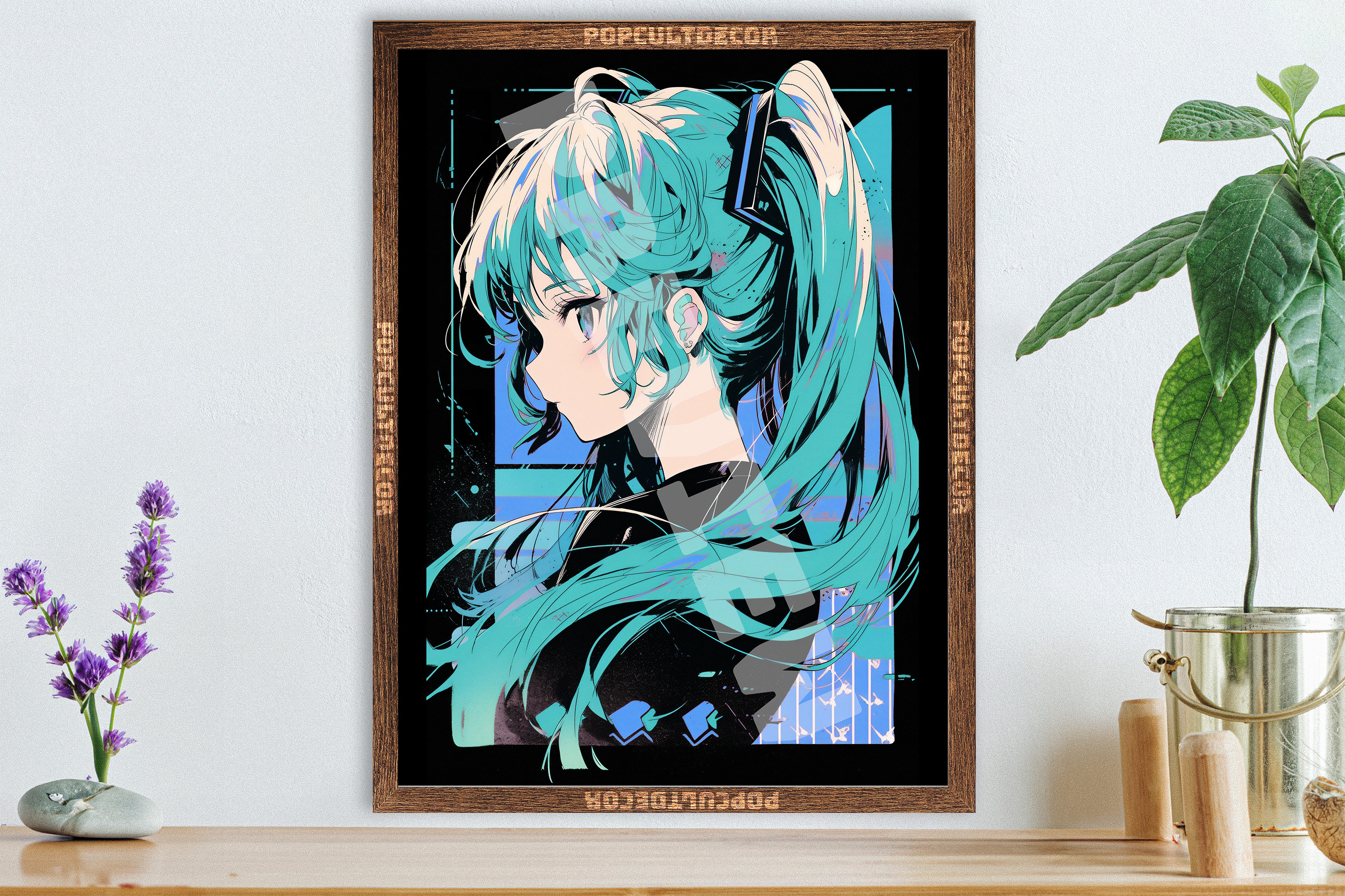 Popular Japanese Virtual Idol Anime Girl Poster - Watercolor, Waifu ...