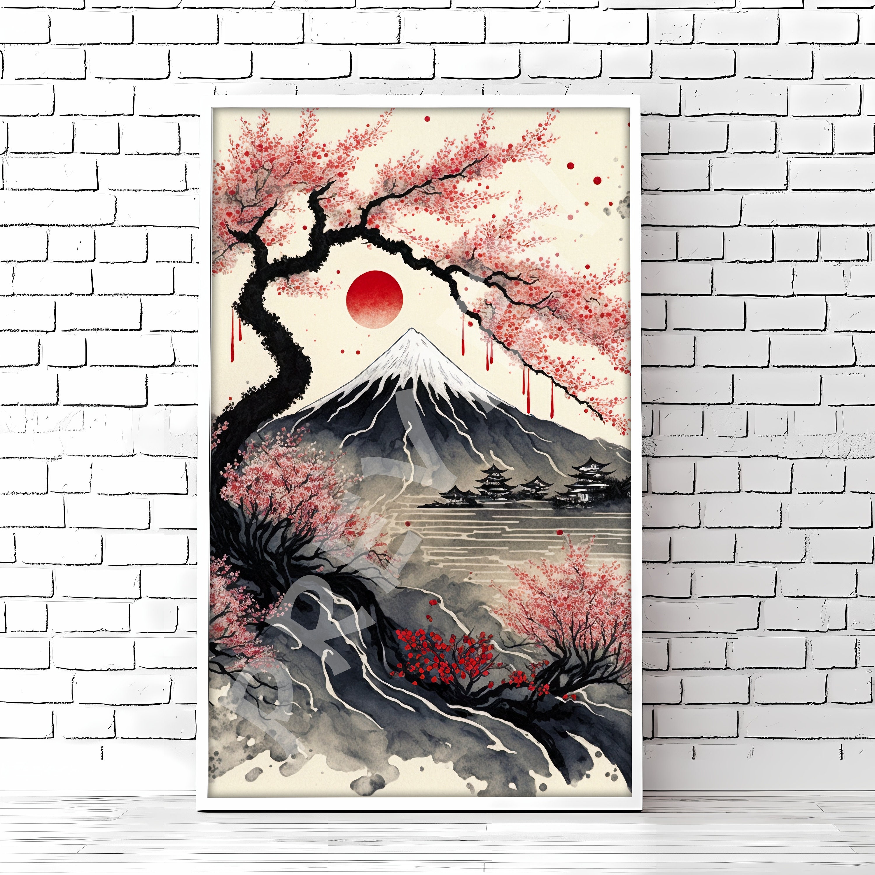 Poster Set of 3 Classical Japanese Paintings Sumi-e, Ukiyo-e ...