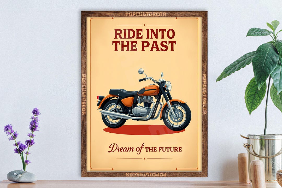 Vintage Motorcycle Poster, Aesthetic Slogan, Canvas, Tapestry - Etsy