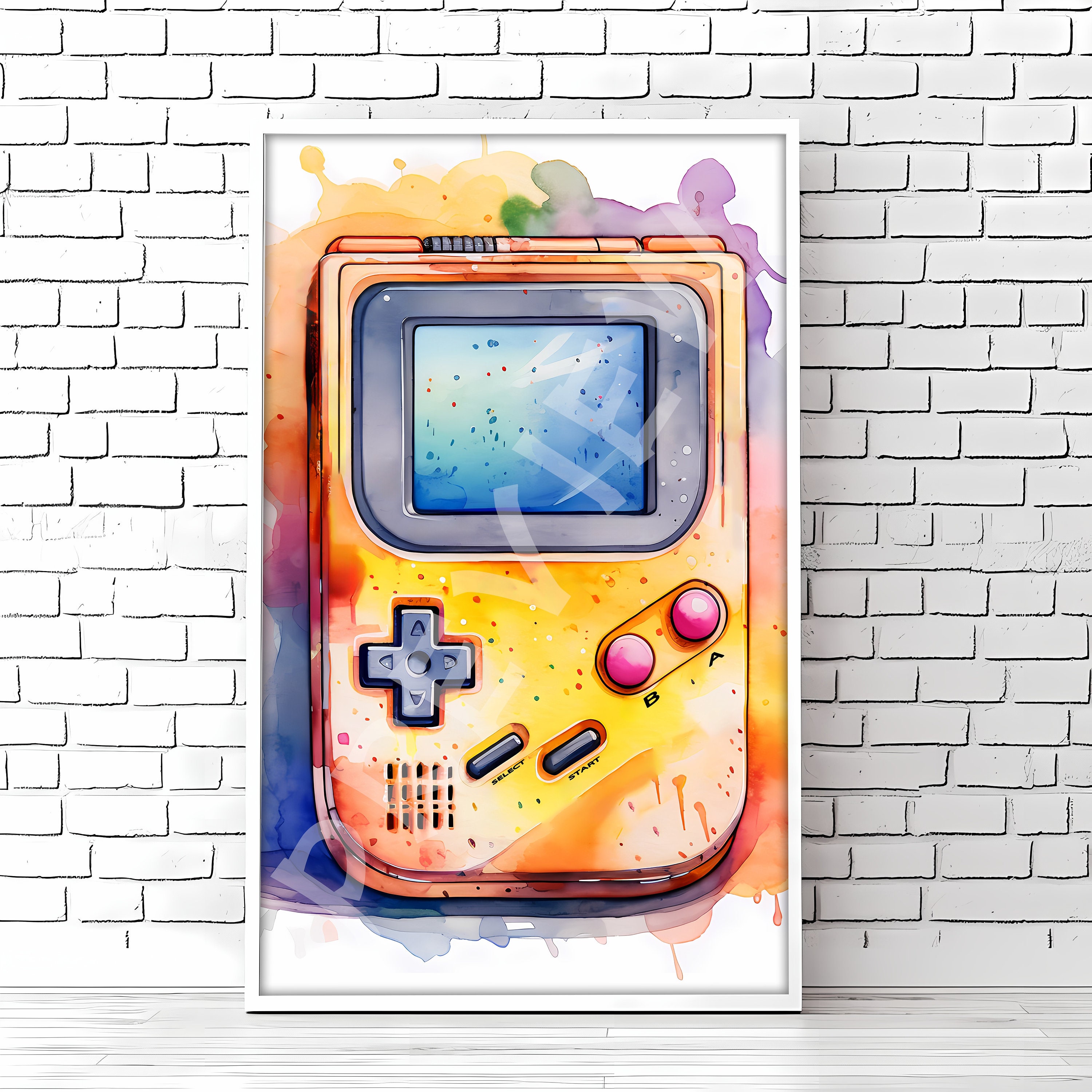 Poster Set of 2 Popular Retro / Console Monster Watercolor Poster ...
