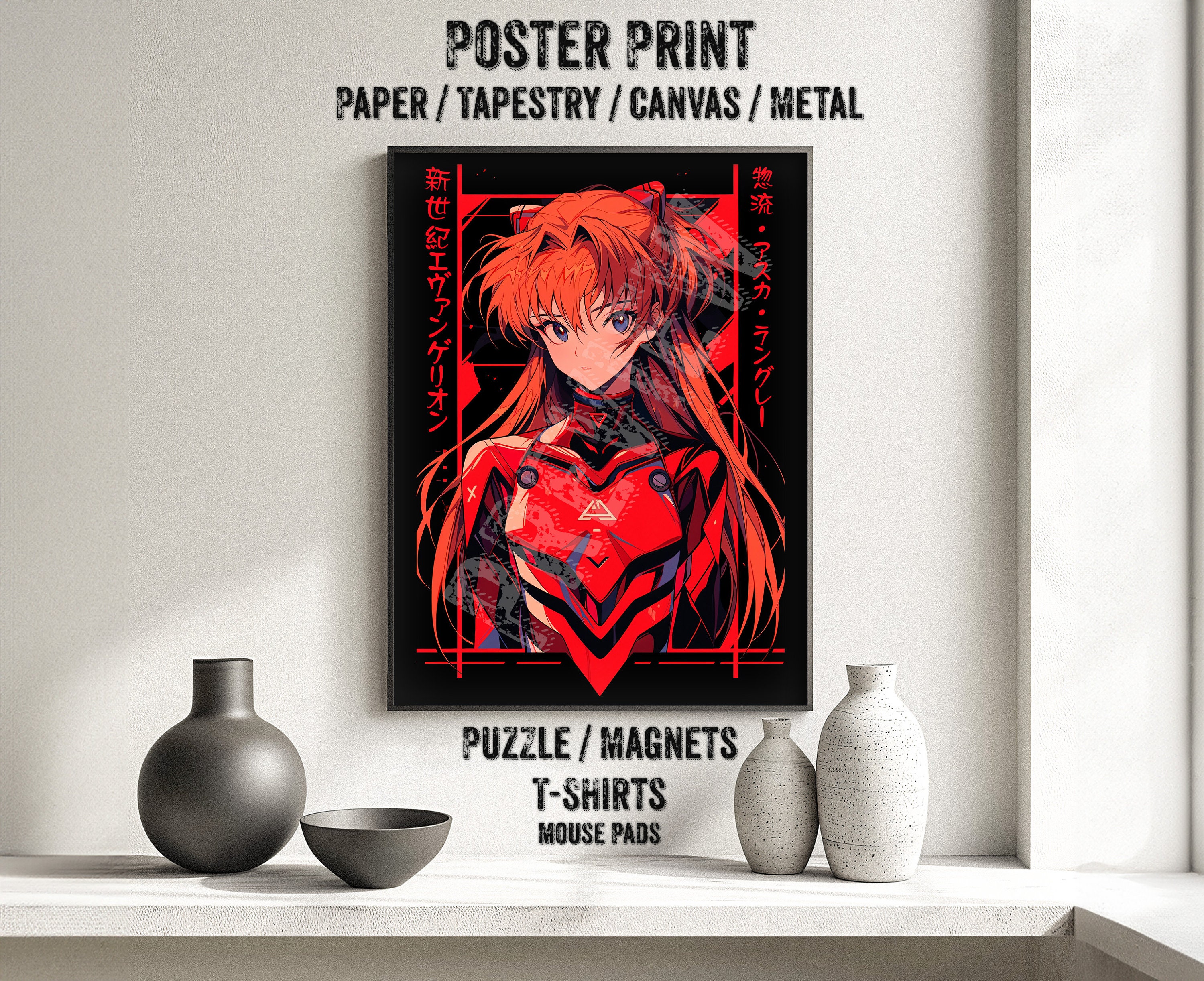 Popular Mecha Anime Pilot Girl Poster Watercolor, Robot, Waifu Otaku ...